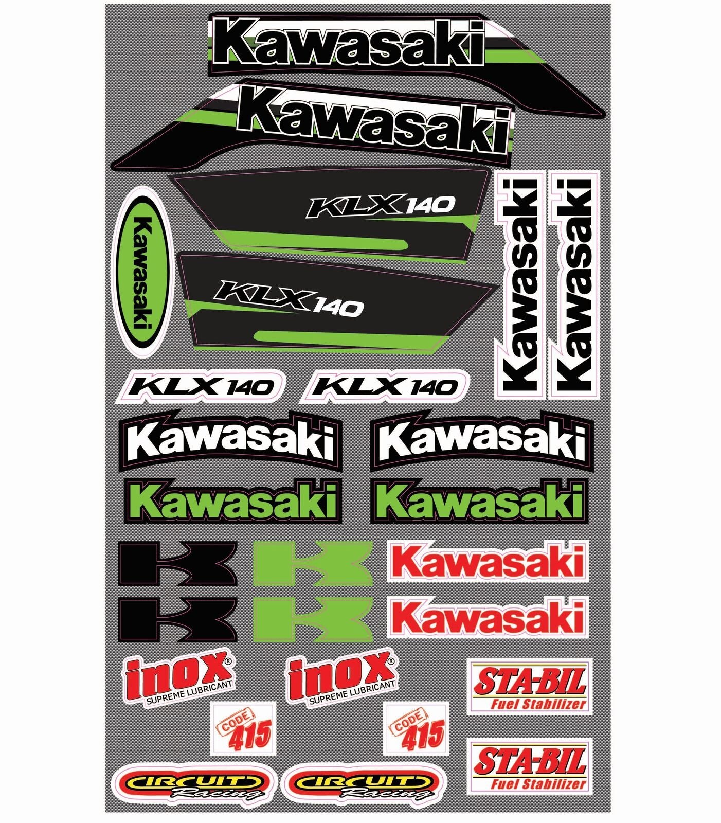 Economy KLX140 Kawasaki Sticker Kit – C.M.T Racing
